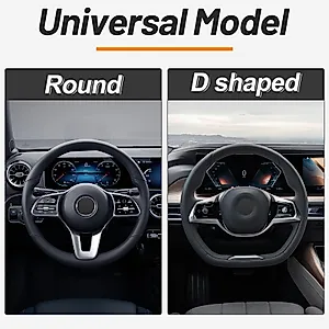 KAFEEK Elastic Long Microfiber Plush Steering Wheel Cover for Winter Warm, Universal 15 inch, Anti-Slip, Odorless, Black