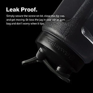 BlenderBottle Half Gallon Water Bottle, Koda Large Water Jug, 74-Oz, Black, 2.2-Liter