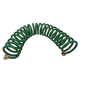 Recoil Hose Garden Hose EVA Curly Water Hose with Brass Connectors Watering Hose Coil Plastic Spring Hose Resistant Garden Coil Hose Self Coil Hose 25 FT, Green