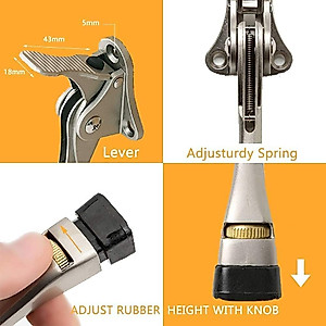 Gotega Door Stopper, 1/2/4 Packs Kickdown Door Stop with One Touch Adjustable Height and Rubber Tip, Door Stops (4 inch x 2 Pack, Chrome)