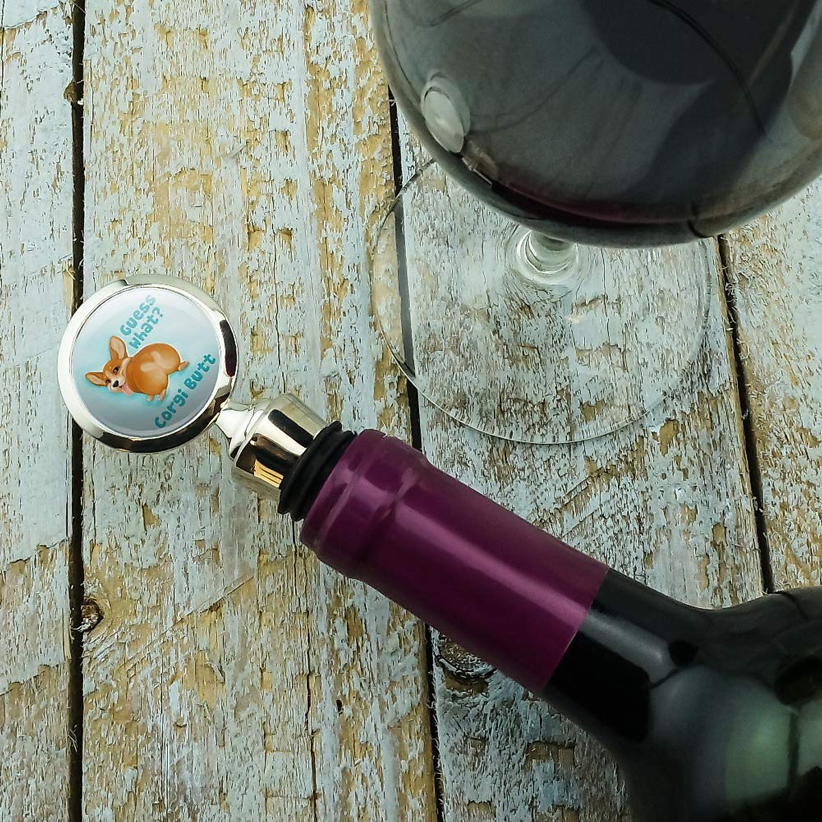Guess What Corgi Butt Funny Joke Wine Bottle Stopper