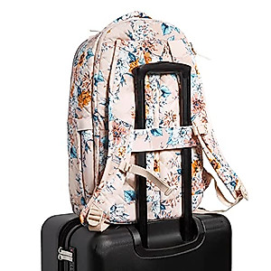 Vera Bradley Women's Performance Twill Travel Backpack Travel Bag, Peach Blossom Bouquet, One Size
