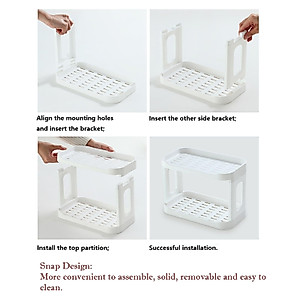 XUDAUP 2-Tier Bathroom Organizers Countertop Spice Rack Vanity Destop Storage Shelf Makeup Organization for Kitchen Bathroom Desk Office School (White)