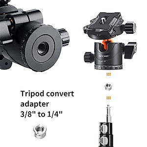 K&F Concept Professional 28mm Metal Tripod Ball Head 360 Degree Rotating Panoramic with 1/4 inch Quick Release Plate Bubble Level for Tripod Monopod Slider Camera Camcorder up to 22 pounds