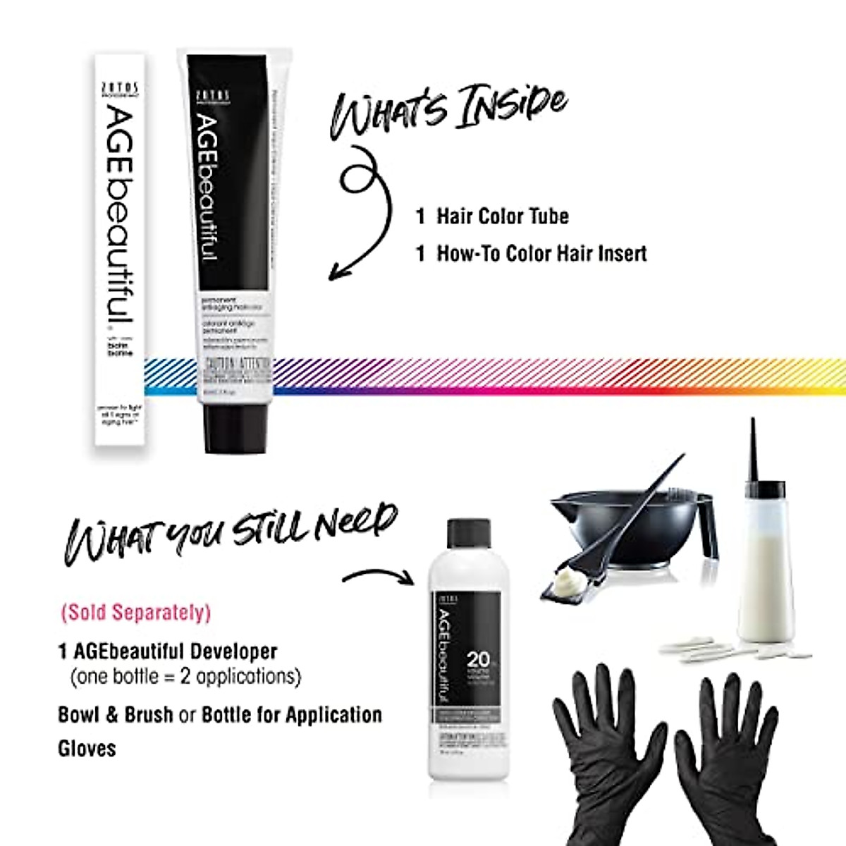 AGE beautiful Permanent Hair Color Dye Liqui Creme | 100% Gray Coverage | Anti-Aging Haircolor | Biotin for Thicker, Fuller Hair | Professional Salon Coloring | 5N Medium Brown