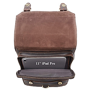 compalo Thick Full Grain Leather Sling Bag Shoulder Backpack Travel Rucksack Casual Crossbody Bag