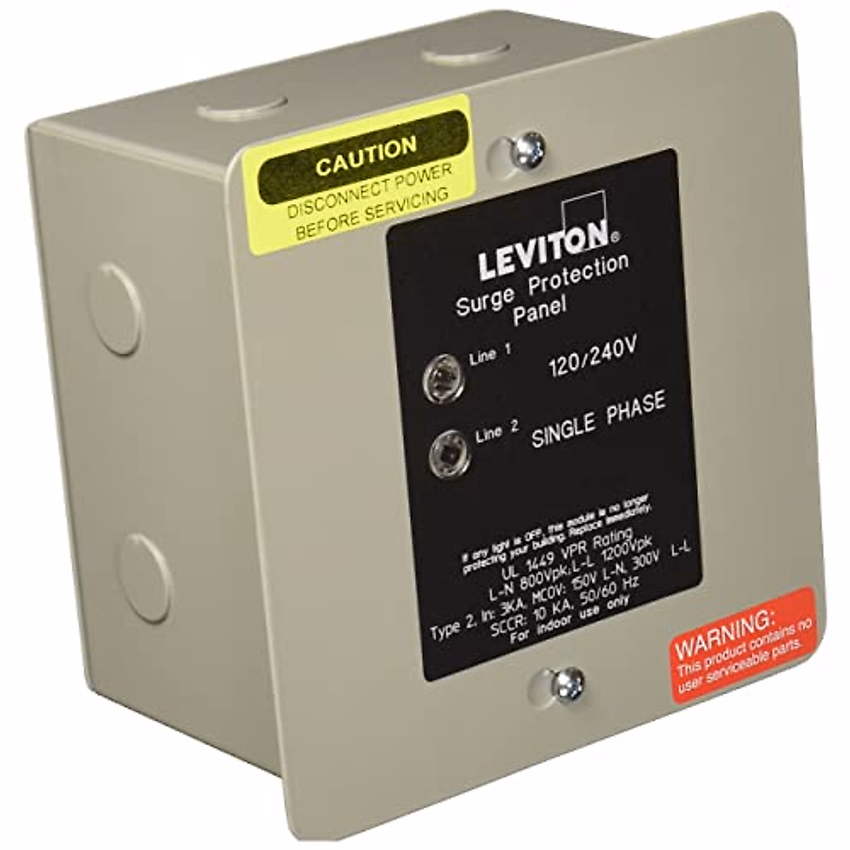 Leviton 51120-1 120/240 Volt Panel Protector, 4-Mode Protection, Light Commercial/Residential Grade, In NEMA 1 Enclosure