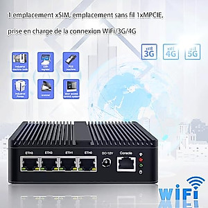 KingnovyPC Firewall Micro Appliance, 4 Port i226 2.5GbE LAN Fanless Mini PC N5105, 2* DDR4, HDMI, DP, RJ45 COM, 4*USB Gigabit Ethernet AES-NI VPN Router Openwrt Barebone