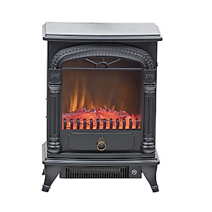 Comfort Zone Electric Fireplace Space Heater, Traditional Warm Stove Style, Realistic 3D Flame Effect, Adjustable Thermostat, & Overheat Protection, Ideal for Home, Bedroom, & Office, 1,500W, CZFP4