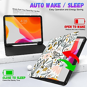 Uppuppy for iPad Air 13 Inch M2/M3, Pro 12.9 Case - Cute Women Girls Girly Aesthetic Floral Pencil Holder Folio Cover for Apple Air 13" 2024/2025, Pro 6th/5th/4th/3rd Generation Case