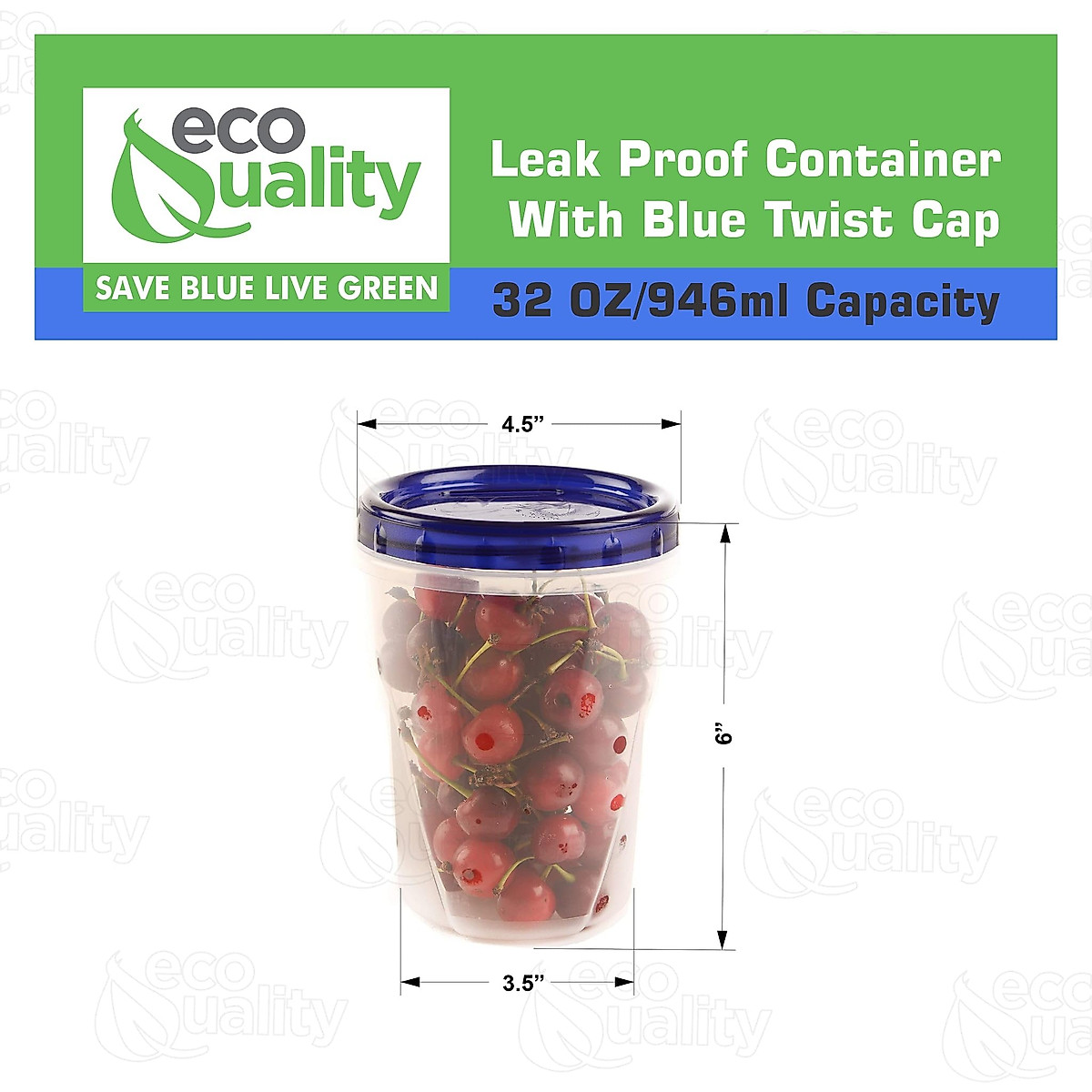 [3 PACK] 32 oz Twist Top Storage Deli Containers - Airtight Reusable Plastic Food Storage Canisters with Twist & Seal Lids, Leak-Proof - Meal Prep, Lunch, Togo, Stackable, BPA-Free Snack Containers