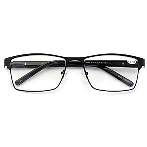V.W.E. Men Premium Rectangle Metal with Plastic Temple Extra Large Reader - 152mm Wide Frame Reading Glasses (Black, 1.50)