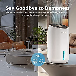 Dehumidifier, Makayla Dehumidifiers for Room 56oz(1650ml), 2 Working Modes/Auto Shut-off, Dual-Semiconductor Quiet Small Dehumidifiers for Home(550sq ft),Bedroom,Basement,Bathroom,Kitchen,RV