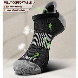 BULLIANT Socks For Women 6Pairs, Womens Athletic Running Ankle Socks No Show With Full Cushioned Sole