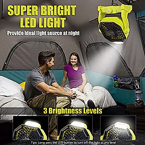 Camping Fan Rechargeable,Portable Battery Operated Fan with Light & Hook,Personal USB Small Desk Tent Fan 270°Head Rotation & Stepless Speed for Camping Accessories, Bedroom, Table, Tent, Travel