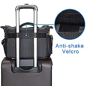 CADeN Camera Bag Case Shoulder Messenger Photography Bag with Laptop Compartment 14", Tripod Holder, Compatible for Nikon, Canon, Sony, DSLR SLR Mirrorless Cameras Waterproof Black