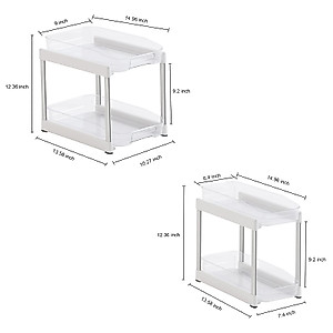 Under Sink Organizer, Bathroom Organizers & Storage, 2-Tier Organizer with Clear Sliding Baskets & Pull Out Drawer, Shelf Holder, Under Cabinet Storage for for Kitchen,Countertop,Office(Big Size)