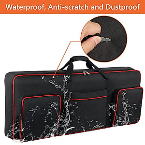 SNIGJAT 61 Key Keyboard Case Soft, Full Padded Piano Case with Handles and Adjustable Shoulder Straps, Waterproof Piano Keyboard Case with 3 Pockets for Accessories (Size: 39.5"x15.8"x4.8")