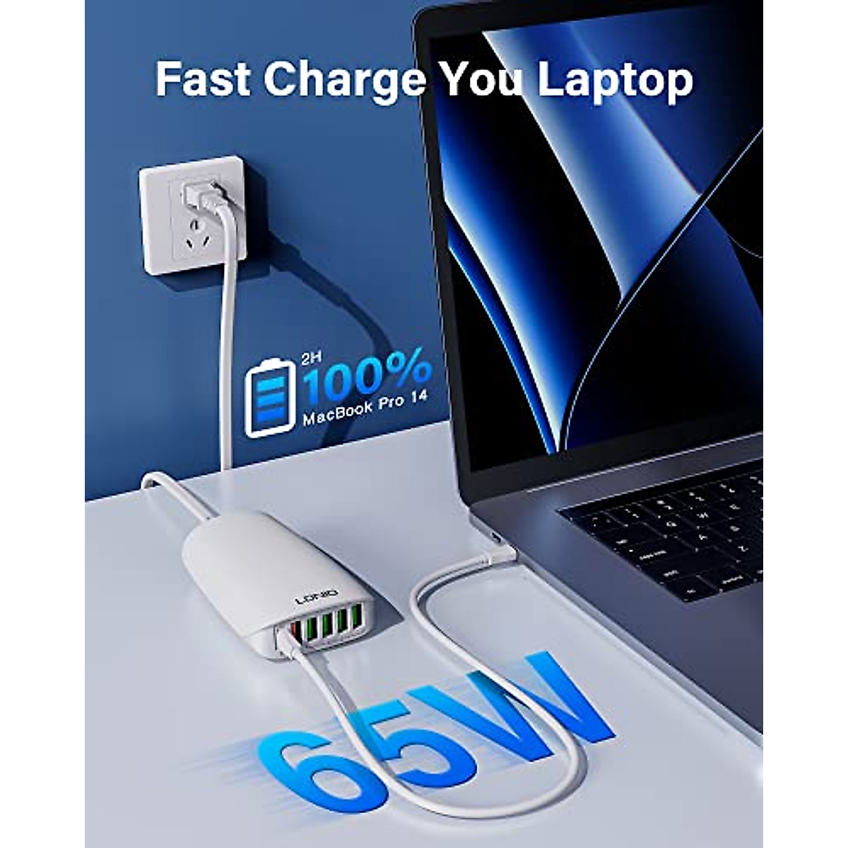 USB C Charger, LDNIO 65W PD Fast USB C Wall Charger, 6-Port USB C Charging Station with PD3.0+QC4.0 Compatible with MacBook Pro/Air, iPhone 14/13/12 Pro Max, iPad Series, Laptops, Samsung and More