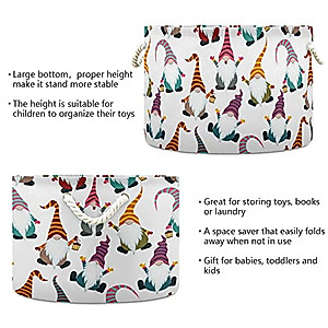 Bolaz Large Storage Basket Christmas Gnomes Cute Toy Storage Box Organizer Bins with Handles Laundry Hamper Basket for Home Decor