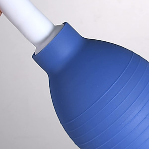 Douche Enema Bulb for Men or Women - with Anti Back-Flow and 8 Shower Holes, Easy to Clean and Reusable Douche Cleaner (10 oz) (blue)