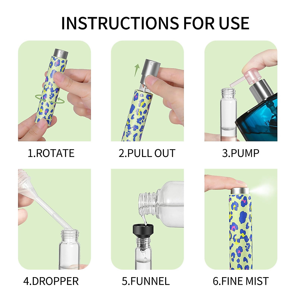 Lil Ray 8ML Refillable Perfume Atomizer Spray Bottle for Travel (5 PCS) Mini Sprayer Dispenser for Perfume Cologne Fragrance (5 Colors)