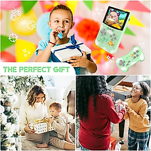 Aibrisk Dinosaur Retro Handheld Game Console with 500 Classic FC Games, 3.0 inches HD Screen Portable 1020mAh Battery Rechargeable Video, Support TV & Two Players Present for Kids & Adults (Green)