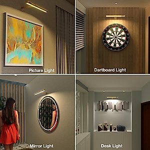Olafus Picture Light Battery Operated with Remote, Rechargeable Wireless Wall Light, 3 Color Temperatures, Infinite Dimming and Timer, Cordless Art Frame Lighting, Gallery Painting Display Lamp Gold
