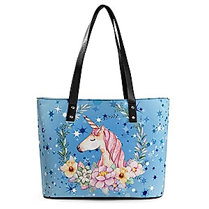 Womens Handbag Unicorn Leather Tote Bag Top Handle Satchel Bags For Lady