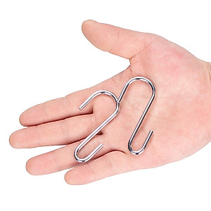 12 Pack 2.4" Heavy Duty (22lbs Max) S Shaped Hooks Hanging Hangers Hooks for Kitchen, Bathroom, Bedroom and Office(Pan,Pot,Coat,Bag,Plants)(Black)