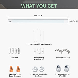 Airand 5000K Plug in Ceiling Light, 4FT Linkable LED Shop Light with ON/Off Switch, 36W 3600LM Garage Light Fixture, IP66 Waterproofing Tube Light for Bathroom, Workshop, Office, Basement