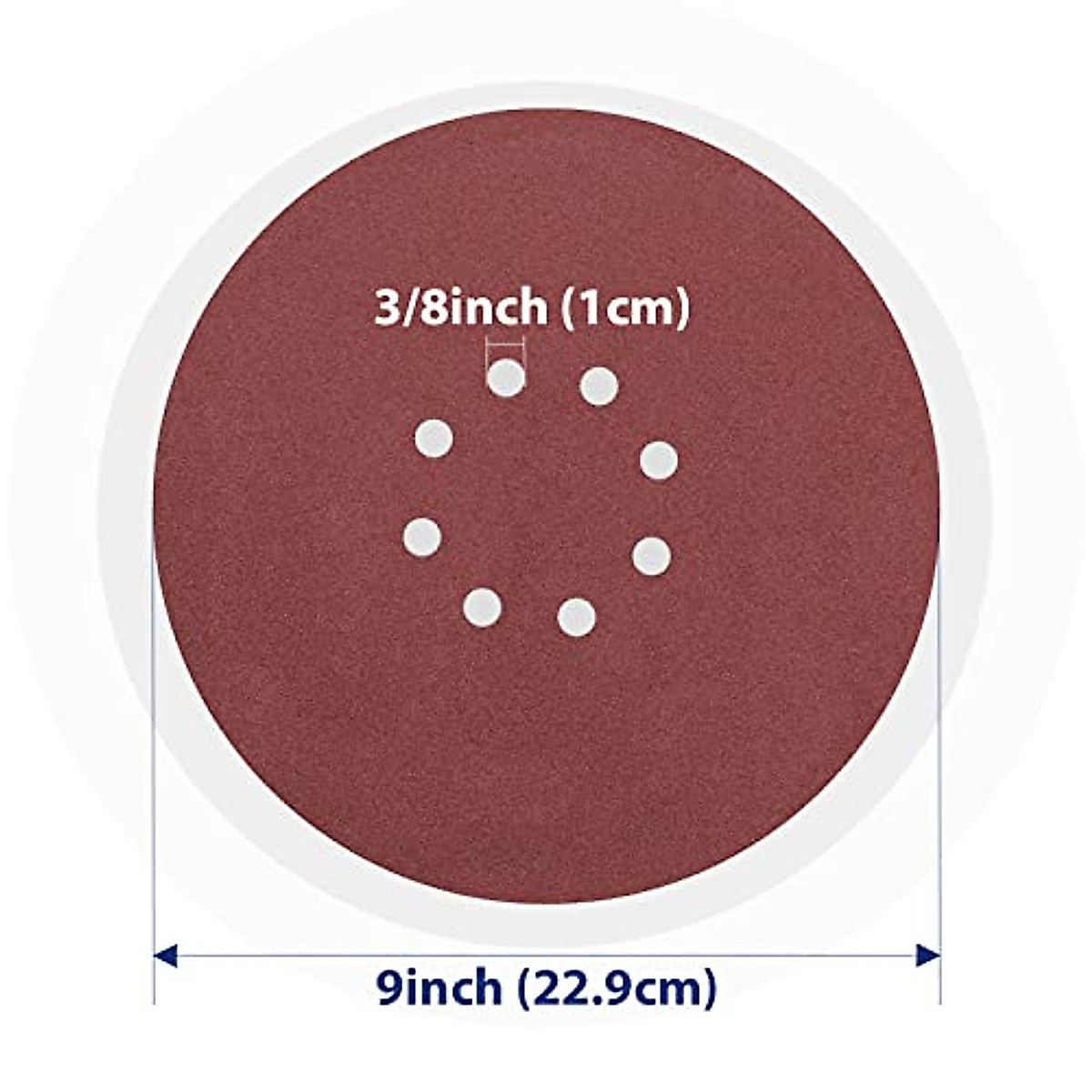 WORKPRO 9-Inch 8 Hole Hook-and-Loop Sandpaper 240 Grits, 20-Piece Grinding Abrasive Sanding Disc for Drywall Sander Wood Furniture Finishing (240 Grits - 20 Pcs)