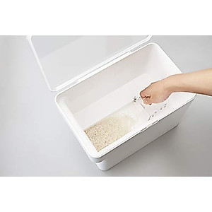 YAMAZAKI home Tower Rice Storage with Scoop Cut-Out(Includes Measuring Cup) WH Space saving, One Size, White