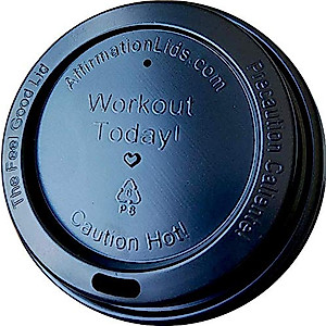 Positive Affirmation Coffee Lids for Solo/Dixie/Karat cups16/20/24oz, Single Variety 400ct (Black) (Be Unstoppable)