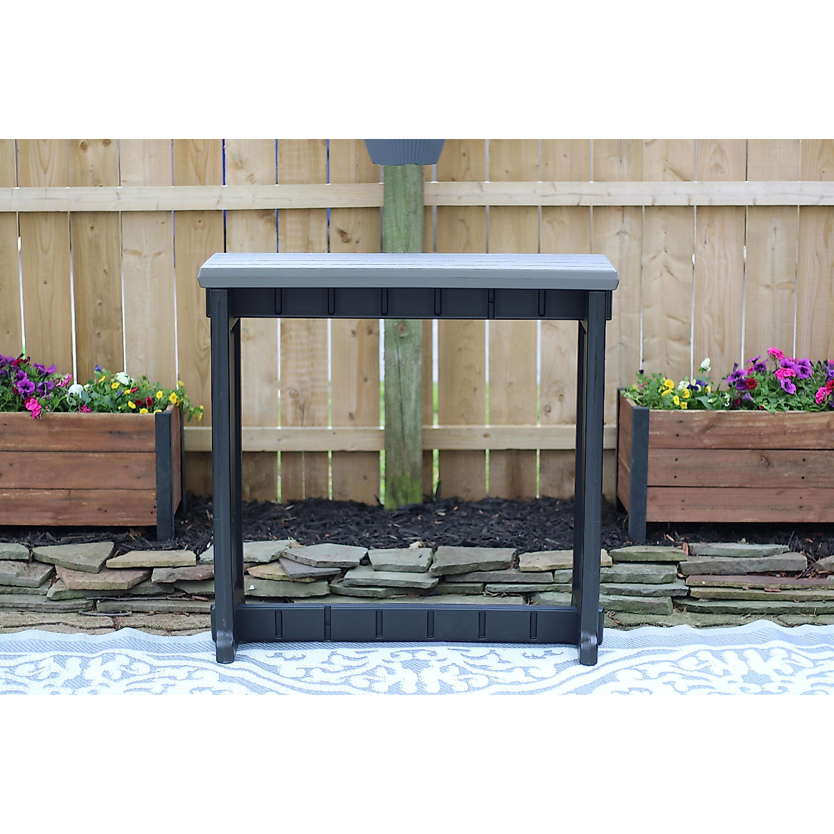 Leisure Accents Single Bar Deep Grey Top & Black Base Ideal for Patio Hot Tub Area Backyard Durable WeatherResistant Design Easy Nohardware Assembly Proudly Made in USA