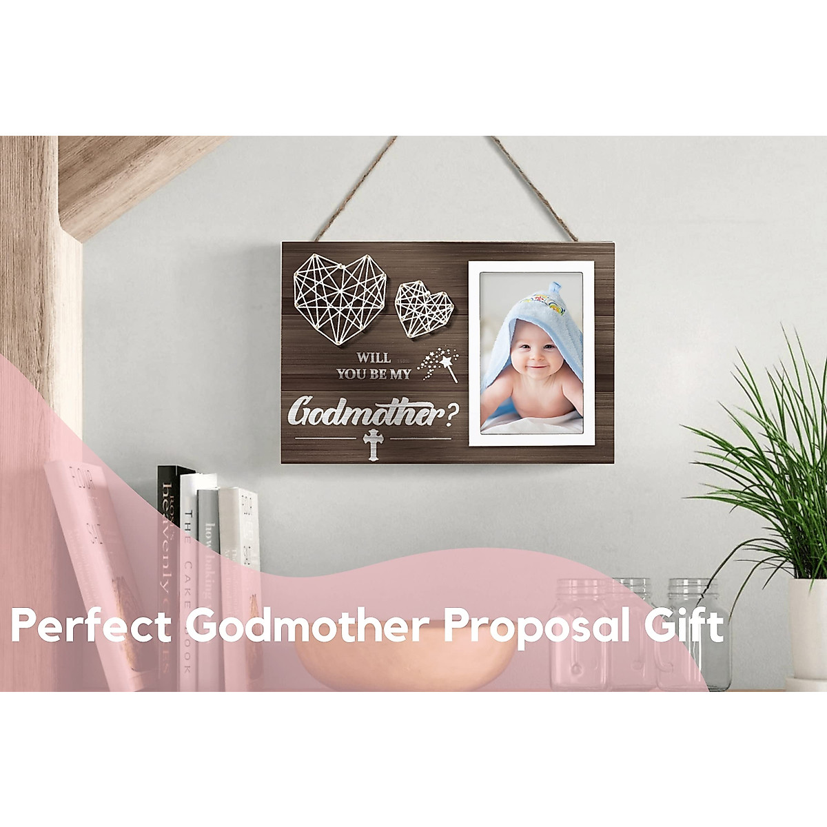 Rivocoda Godmother Proposal Gift, Will You Be My Godmother, Godmother Gifts from Godchild, Picture Frame Gift for Mother's Day or Birthday