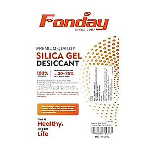 20Gram [15 Packets] Fonday Rechargeable Silica Gel Desiccant Packets Food Grade Fast Reactivate Desiccant Bags Moisture Indicating Orange to Green