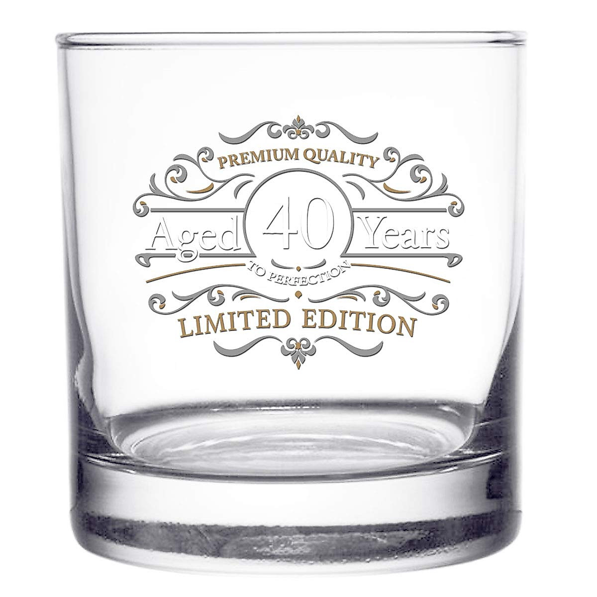 Vintage Edition Birthday Whiskey Scotch Glass (40th Anniversary) 11 oz- Vintage Happy Birthday Old Fashioned Whiskey Glasses for 40 Year Old- Classic Lowball Rocks Glass- Birthday, Reunion Gift