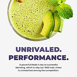 Cleanblend Ultra Blender, Low Profile Blender for Shakes and Smoothies - 40oz Compact Countertop Smoothie Blender/Maler - 8-Blade Stainless Steel, 1,000 Watt Motor, BPA-Free Tamper Wand Included