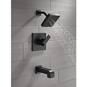 Delta Faucet Ara 14 Series Single-Function Tub and Shower Trim Kit with Single-Spray H2Okinetic Shower Head, Matte Black T14467-BL (Valve Not Included)