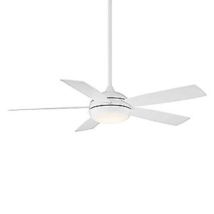 WAC Smart Fans Odyssey Indoor and Outdoor 5-Blade Ceiling Fan 54in Matte White with 3000K LED Light Kit and Remote Control works with Alexa and iOS or Android App