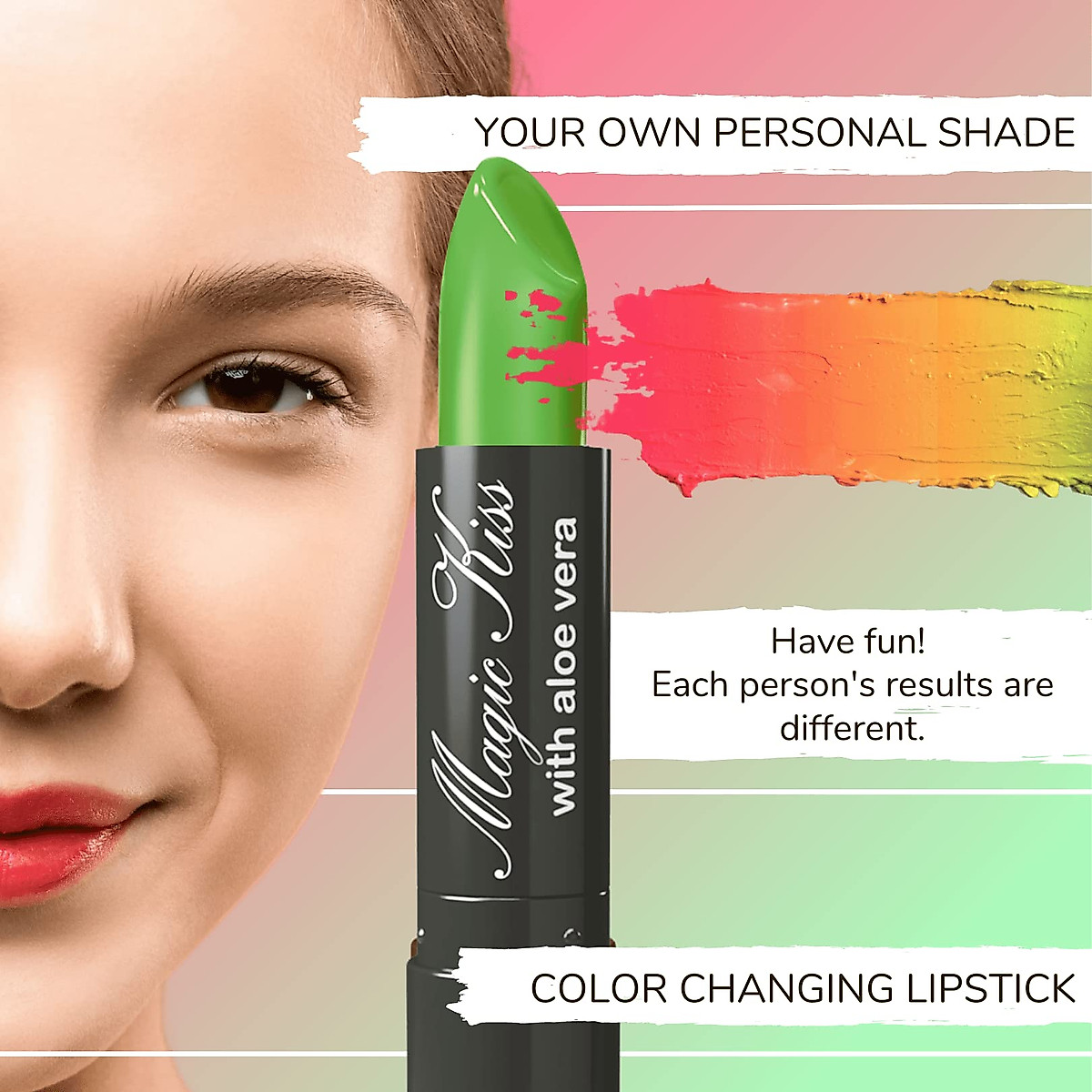Magic Kiss Pack of 12 Color Changing Aloe Vera Lipstick Set Made in USA (Colors of Aloha 03)