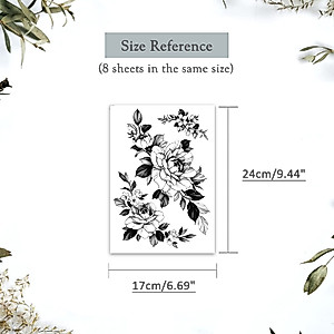 Temporary tattoos for women sexy thigh chest shoulder stomach Large flower huge fake tattoos，Exquisite and aesthetic，Designed By Real Tattoo Artists | Roarhowl tattoo rose 8 sheets