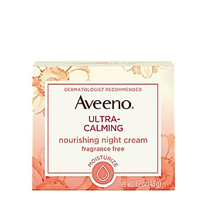 Aveeno Ultra-Calming Nourishing & Moisturizing Face & Neck Night Cream for Dry, Sensitive Skin with Calming Feverfew & Nourishing Oat, Non-Comedogenic, Oil-Free & Hypoallergenic, 1.7 oz (Pack of 3)