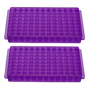 PATIKIL 96 Wells Tube Rack, 2 Pcs Vial Rack Double Panel Centrifuge Tube Holder for Microcentrifuge Tubes 0.2/0.5/1.5/2ml, Purple