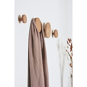 anaan Bubble Coat Hooks Wood Round Wall Hook Wooden Wall Mounted Hangers Clothes Scarf Hat Bag Towel Decoration Design Modern (Set of 4 Beech)
