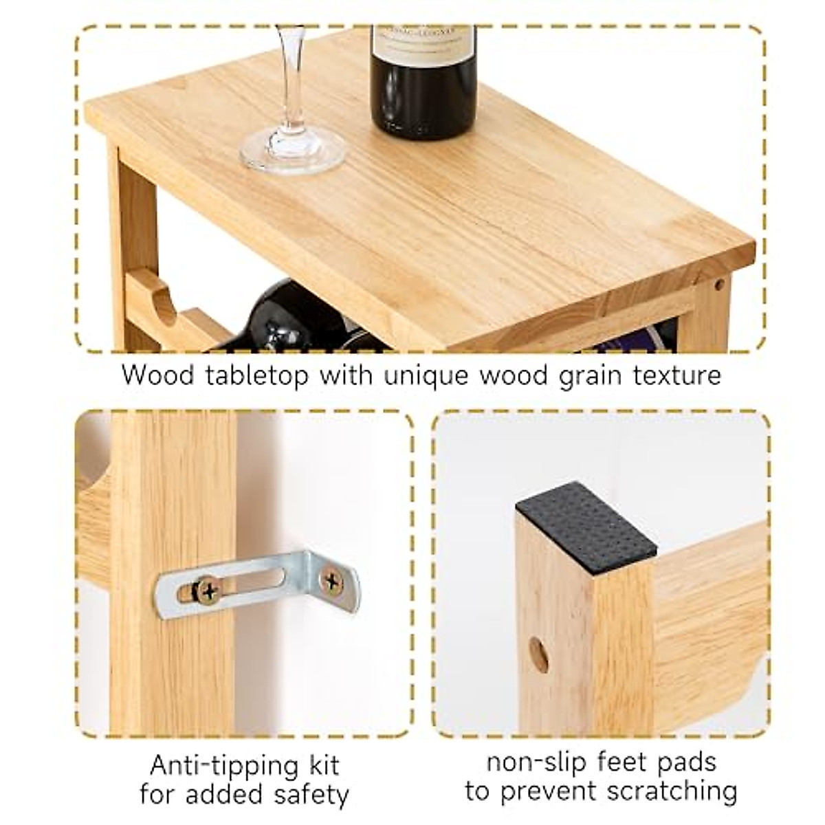 28-Bottle Wine Rack Free Standing Floor, Solid Wood 7-Tier Display Wine Storage Shelves with Tabletop, Wobble-Free Bottle Holder for Cellar Kitchen Bar Dining Room Living Room, Oak