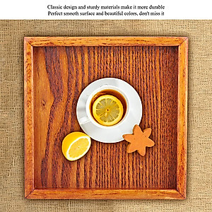 Fdit Small Portable Square Shape Solid Wood Tea Coffee Snack Food Dinning Serving Tray Plate for Home Kitchen Accessories(18 * 18 * 2)