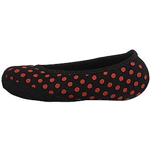 Nufoot Ballet Flats Women's Shoes Foldable & Flexible Flats Slipper Socks Travel Slippers & Exercise Shoes Dance Shoes Yoga Socks House Shoes Indoor Slippers Black with Red Polka Dots Small