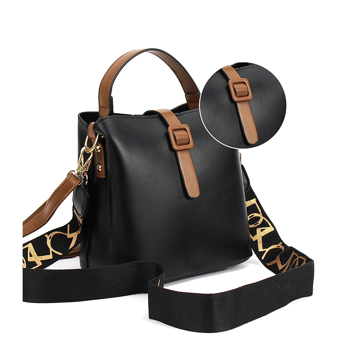 LABANCA Women Retro Alligator Bucket Bags Crocodile Pattern Designer Shoulder Bag Ladies PU Purse Crossbody Wallet Bag (06226 Black)